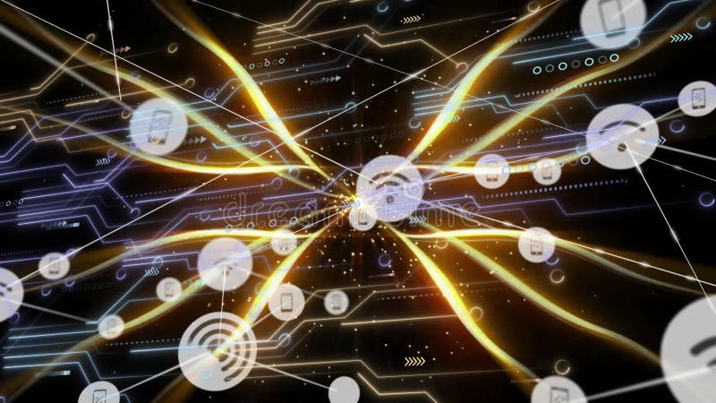 Digital Network Connections and Data Flow Animation with Abstract ...