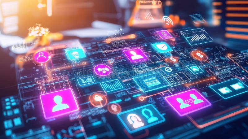 Digital Network Connections, Data Flow, Future Tech. Use Tech Presentations Stock Photo - Image ...