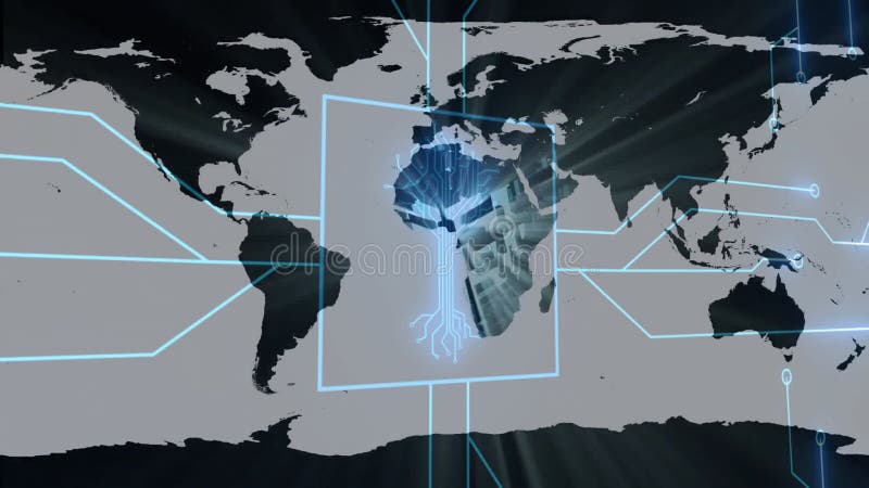 Digital Network Connections and Data Processing Animation Over World Map Stock Video - Video of ...