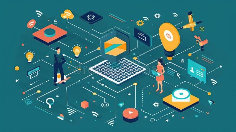 Connecting People Devices Network Stock Illustrations – 355 Connecting ...