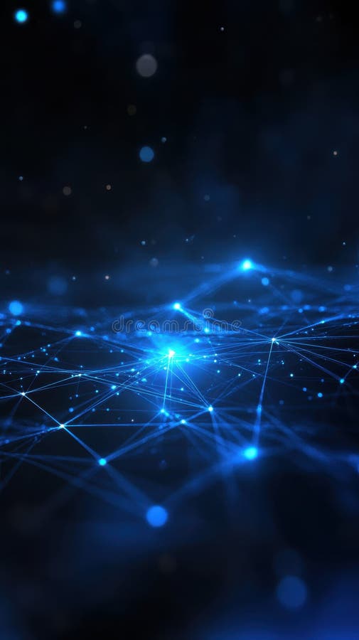 Digital Network Connections with Glowing Blue Lights Stock Illustration ...