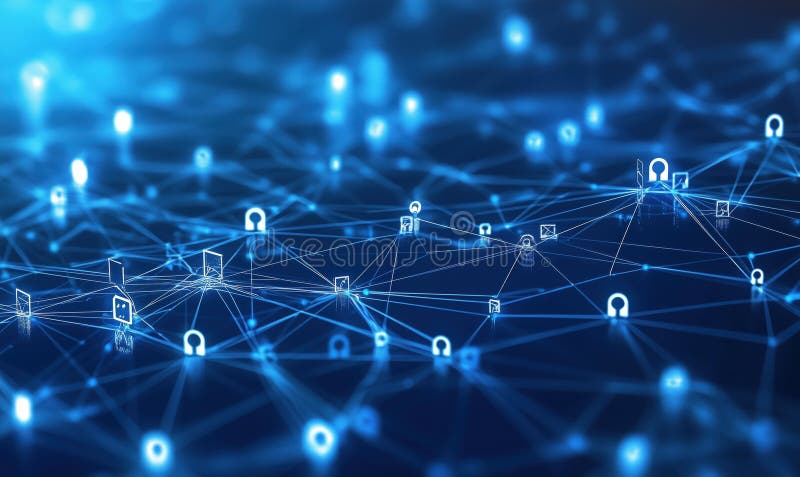 Glowing Blue Digital Interface Data Points Icons Stock Photos - Free ...