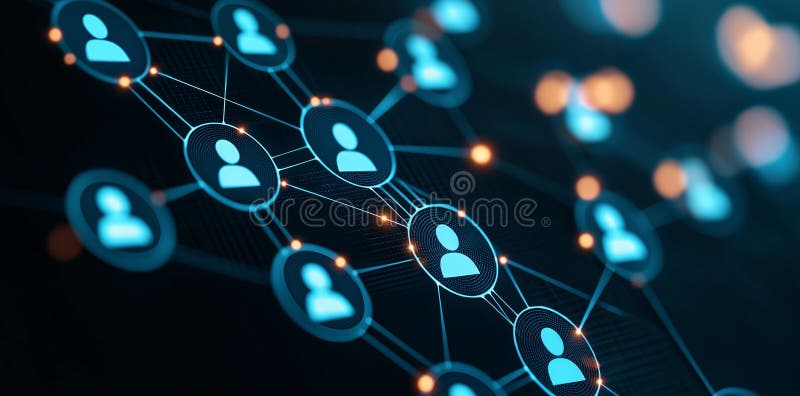 Digital Network Connections with Glowing Nodes Represent Social ...