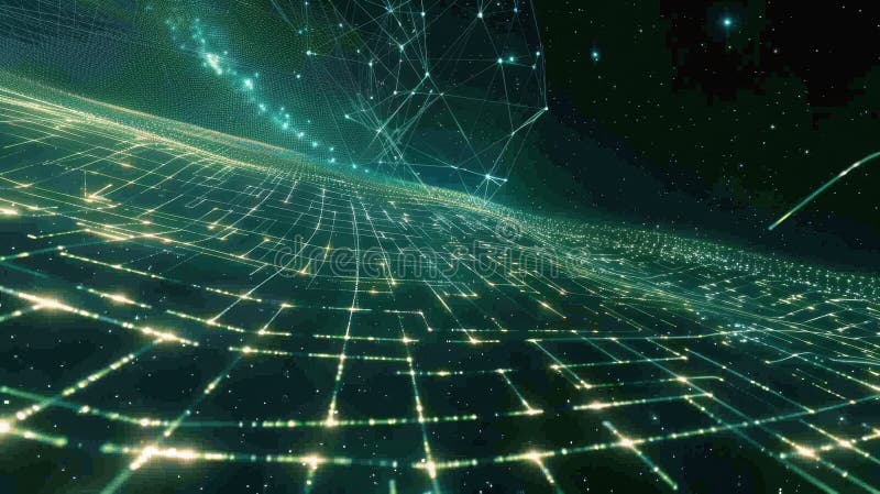 Abstract Wavy Network Glowing Points Lines Stock Photos - Free ...