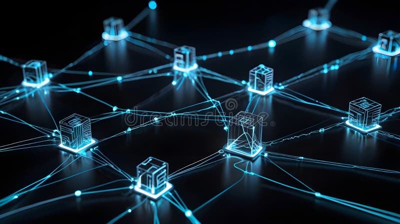 Digital Network Connections Linking Multiple Devices with Glowing Lines ...