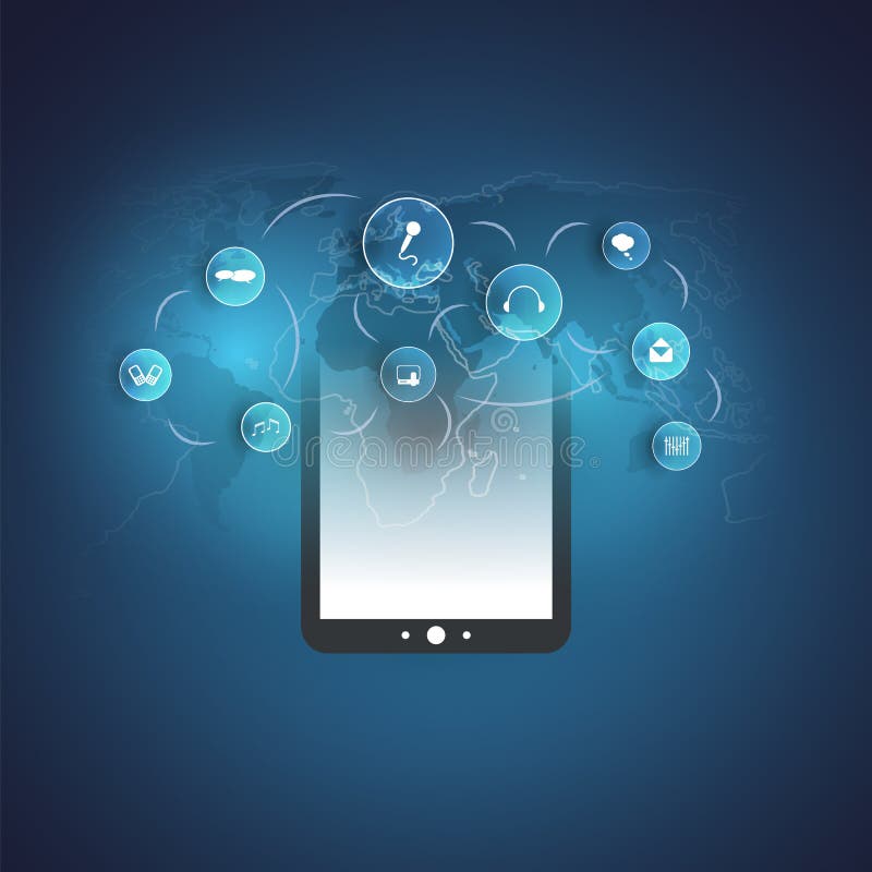 Digital Network Connections, Mobile Technology Background - Cloud ...