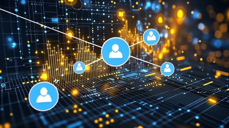 Digital Network Connections Vibrant Data Visualization and Analytics Technology Showcasing User ...