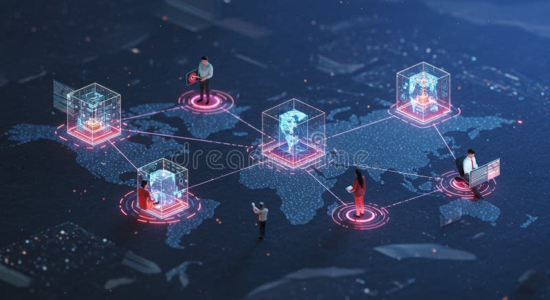 A Digital Network Connects Diverse Individuals Globally, Fostering Collaborative Work Across ...