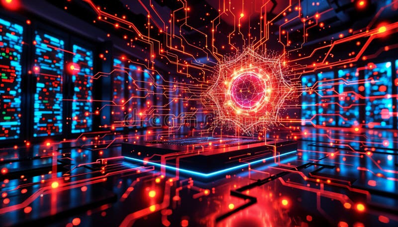 Digital Network Data Center Server Infrastructure Stock Illustration ...