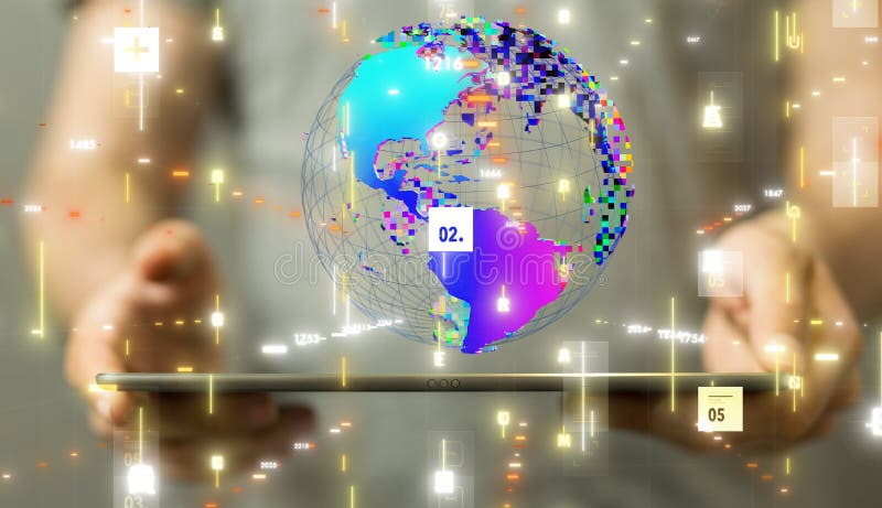 A Digital Network and Data Concept World Stock Image - Image of planet ...