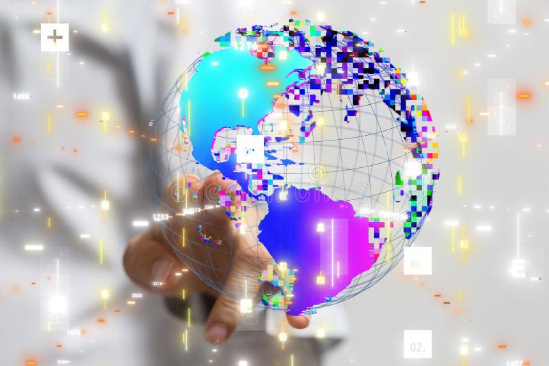 A Digital Network and Data Concept World Stock Image - Image of mesh ...