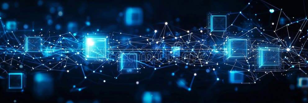 A Digital Network or a Data Connection is Represented by Abstract Blue ...