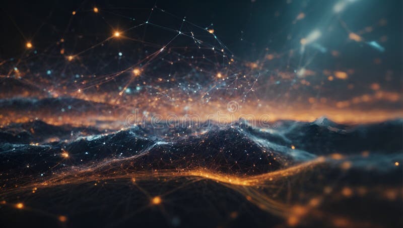 A Digital Network of Data and Information, Flowing through a Virtual World. Stock Illustration ...