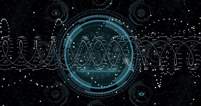Digital Network and Data Processing Animation with Futuristic Circular Interface Stock Video ...