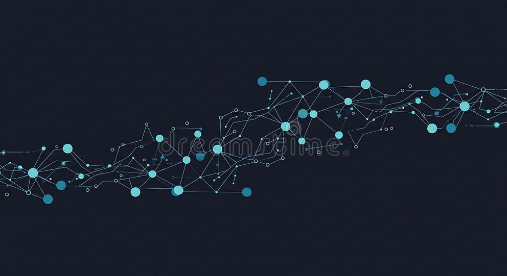 A Digital Network Design Shows Interconnected Nodes Represented by ...
