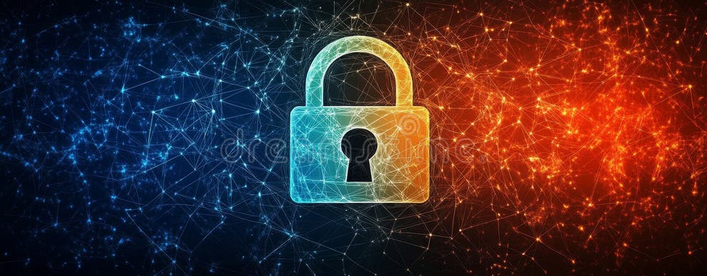 A Digital Network Diagram Showcasing Padlocks, Representing ...