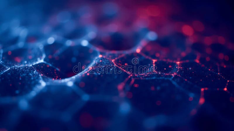 Digital Network with Glowing Blue and Red Hexagonal Shapes Showing ...