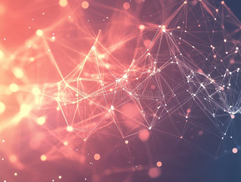 Abstract Digital Network With Glowing Nodes And Lines Stock