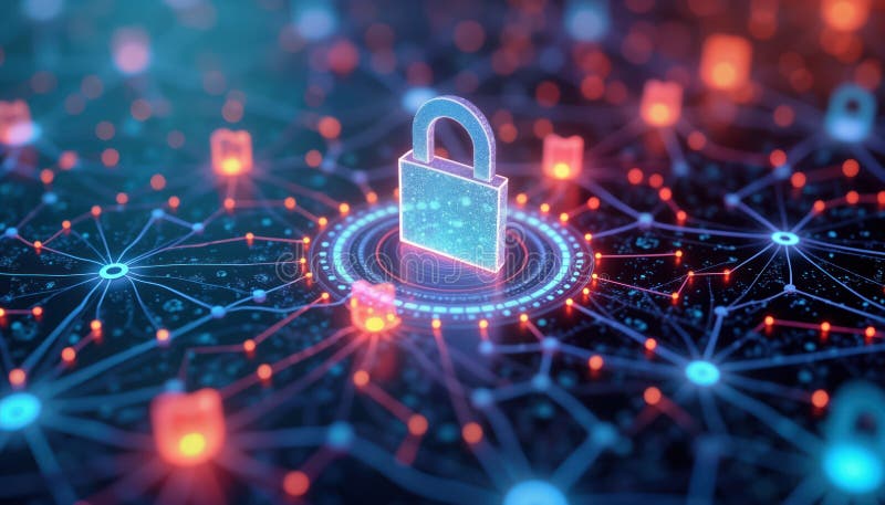 Digital Network Graphic Shows Data Transfer Security. Secure Data ...