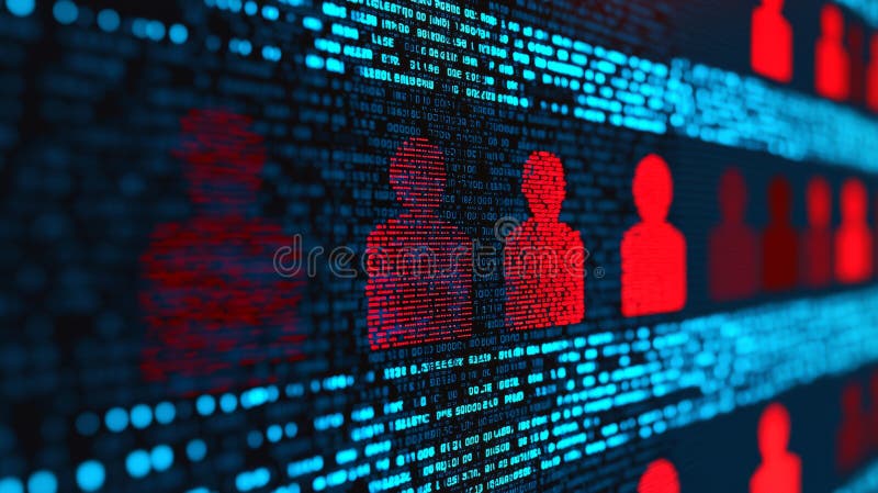 Digital Network of Human Figures and Data Streams Stock Image - Image ...