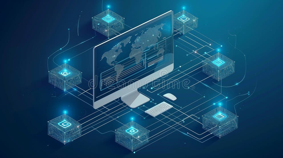 World Connected To Computer Stock Illustrations – 1,122 World Connected ...