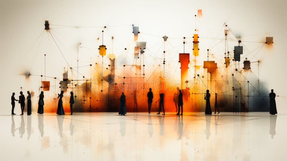 Digital Network Illustration Multiple People Connected in a Web Stock ...