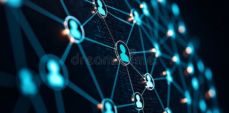 Digital Network Illustration Showcasing Interconnected Nodes ...
