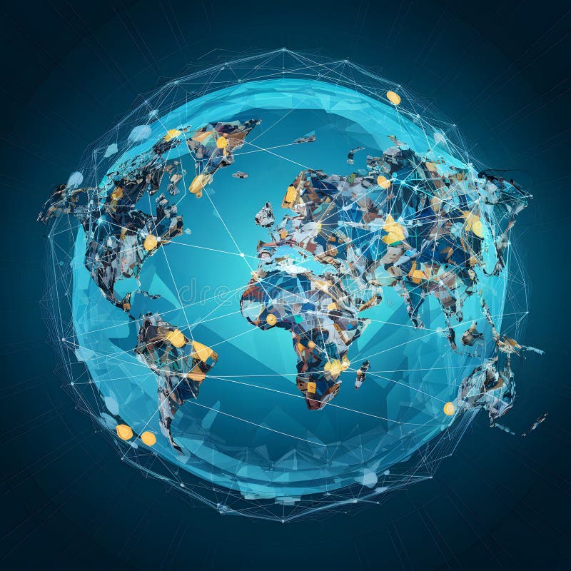 Digital Network Illustration World Connectivity Concept with Technology ...