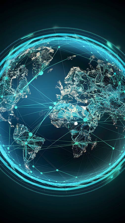 Digital Network Illustration World Connectivity Concept with Technology ...