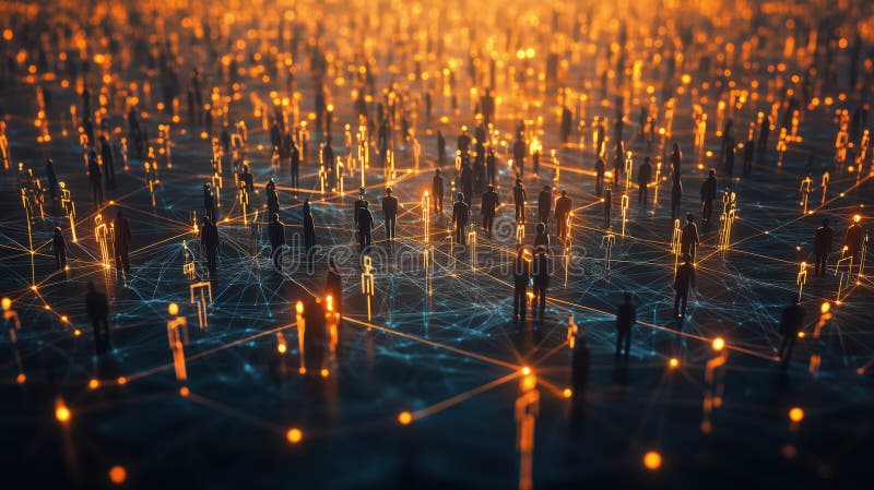 Digital Network Interconnected Figures Representing Virtual ...