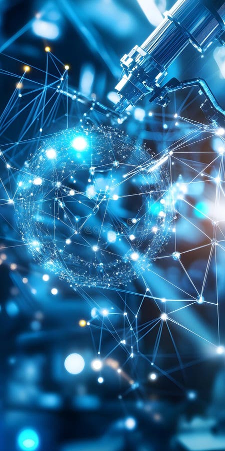 Digital Network of Interconnected Lines and Dots Stock Illustration - Illustration of graphic ...