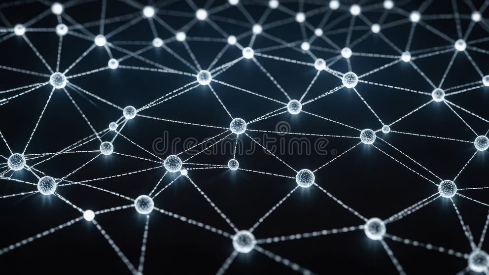 Digital Network with Interconnected White Nodes and Lines Stock Image ...