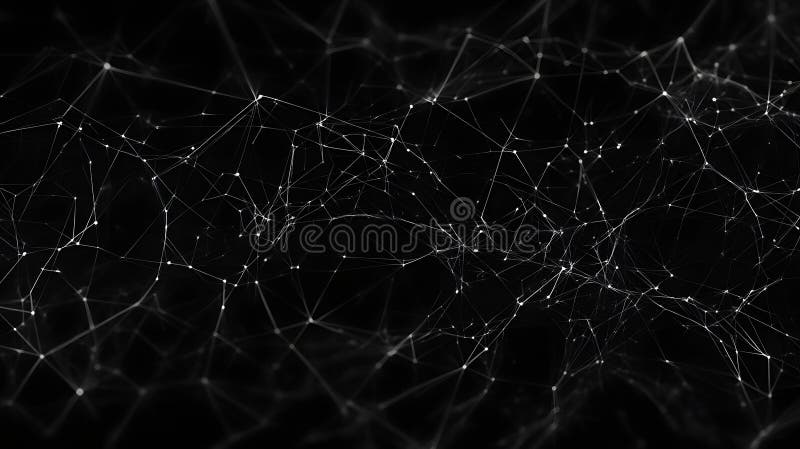 Digital Network of Interconnected White Nodes and Lines on Black ...