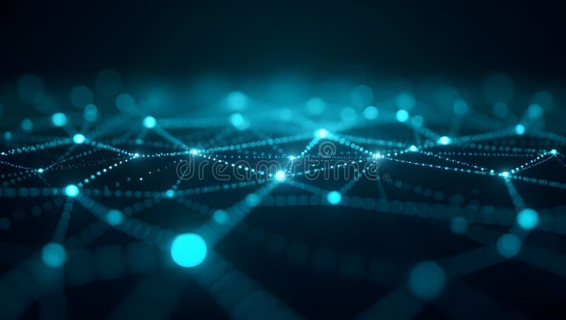 A Digital Network of Interconnecting Glowing Lines Forming a Complex ...