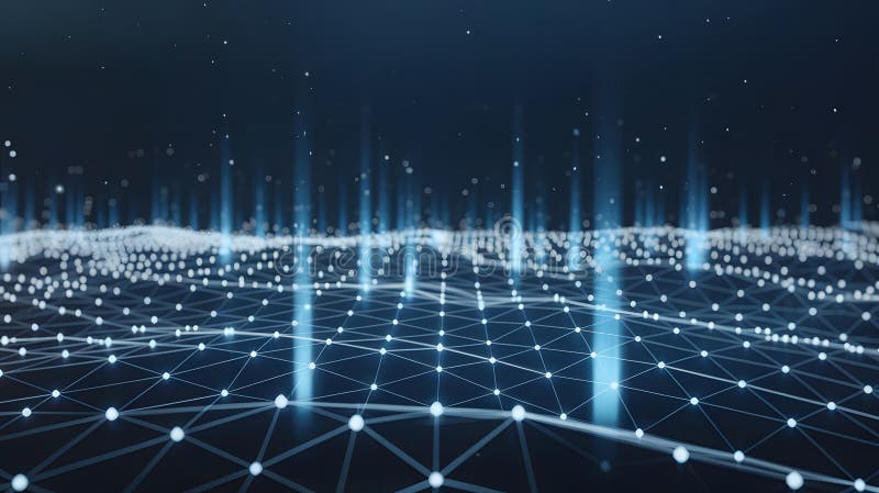 Digital Network Lines and Dots Connecting in Wave Pattern. Stock ...