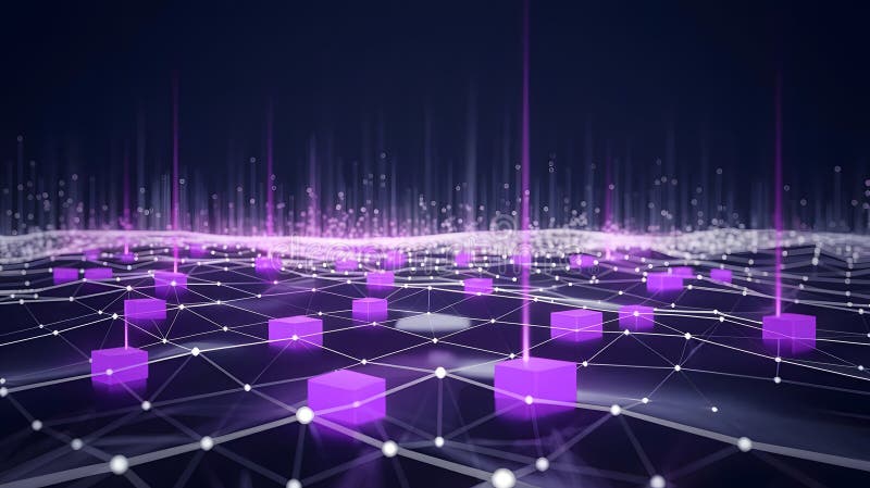 Digital Network Lines and Dots Connecting in Wave Pattern. Stock ...