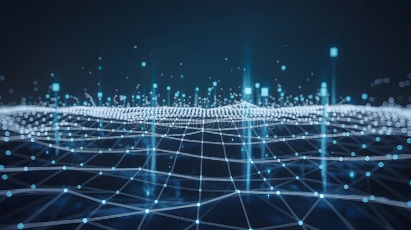 Digital Network Lines and Dots Connecting in Wave Pattern. Stock ...