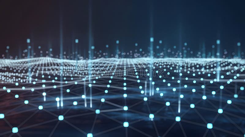 Digital Network Lines and Dots Connecting in Wave Pattern. Stock ...