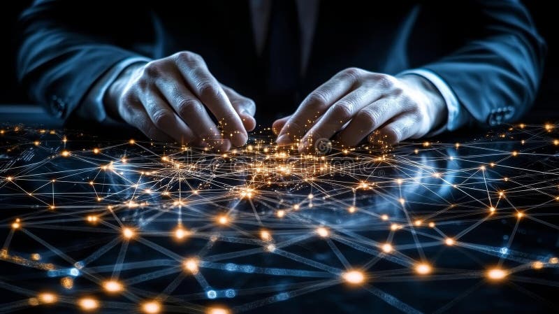 Digital Network Manipulation and Technology Illustration Businessman Engaging with IoT ...