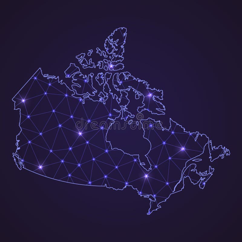 Canada Map from Abstract Futuristic Hexagonal Shapes, Lines, Points ...