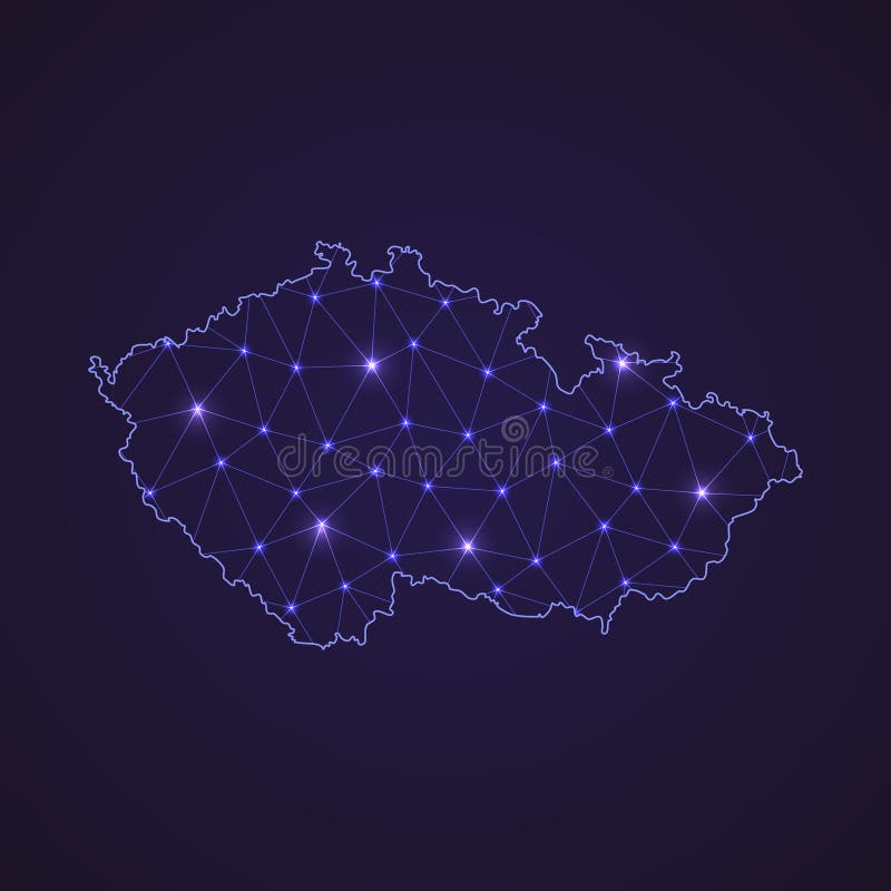 Digital Network Map of Czech Republic. Abstract Connect Line and Stock ...