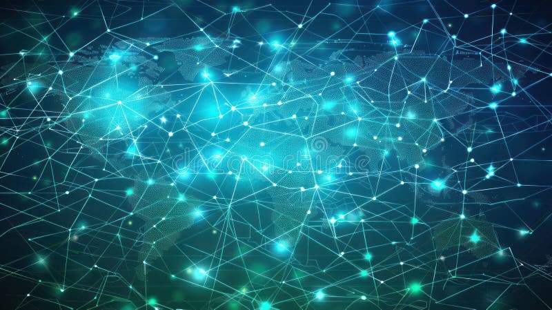 A Digital Network Map Illustrating Global Connections and Data Flow ...