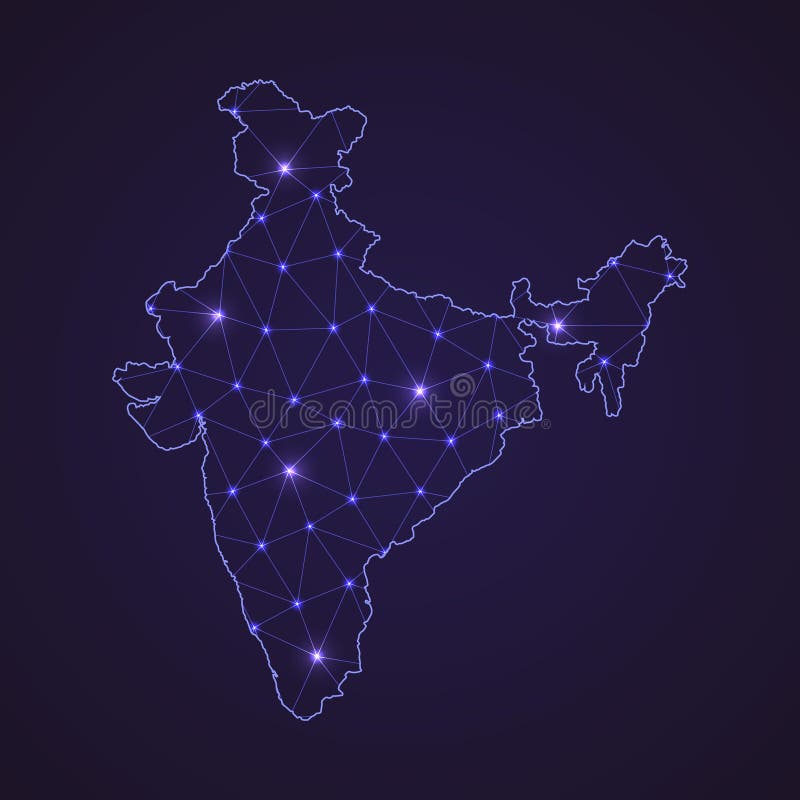 Digital Network Map of India. Abstract Connect Line and Dot Stock ...