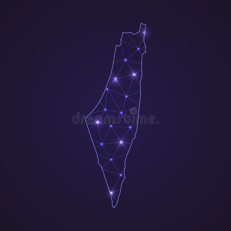 Digital Network Map of Israel. Abstract Connect Line and Dot Stock ...