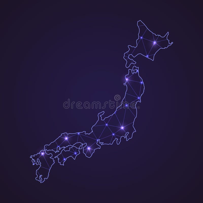 Digital Network Map of Japan. Abstract Connect Line and Dot Stock ...