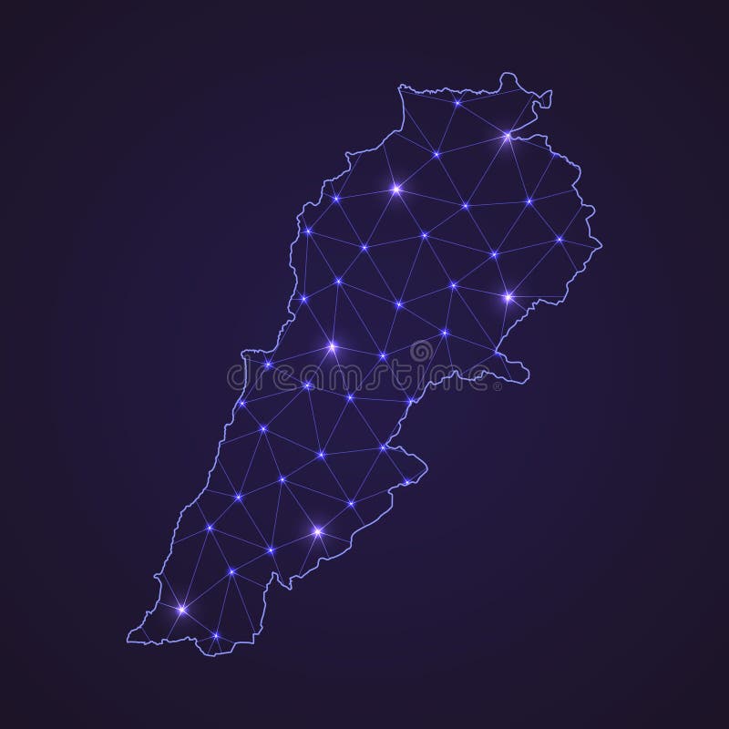 Digital Network Map of Lebanon. Abstract Connect Line and Dot Stock ...