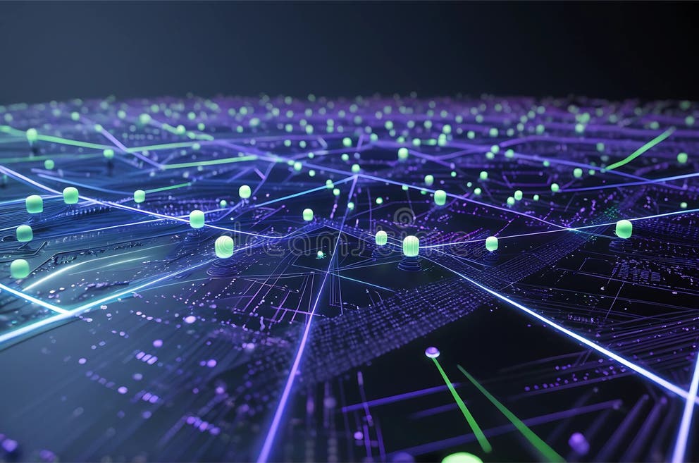 Digital Network Matrix Generative AI Stock Illustration - Illustration ...