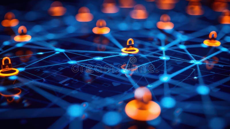 A Digital Network with Padlocks, Symbolizing Cybersecurity and Data ...