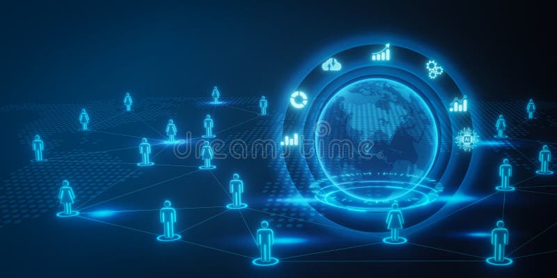 Digital Network of People Symbolizing Customer Relationship and Global ...