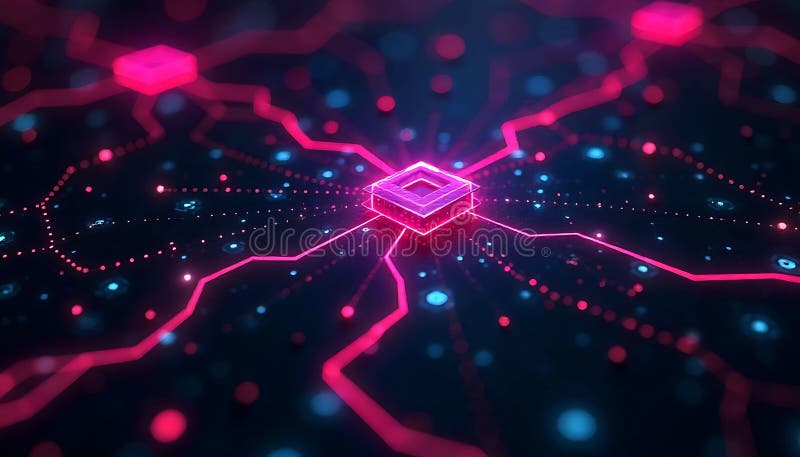 A Vibrant Network of Glowing Pink Lines and Nodes on a Dark Background ...